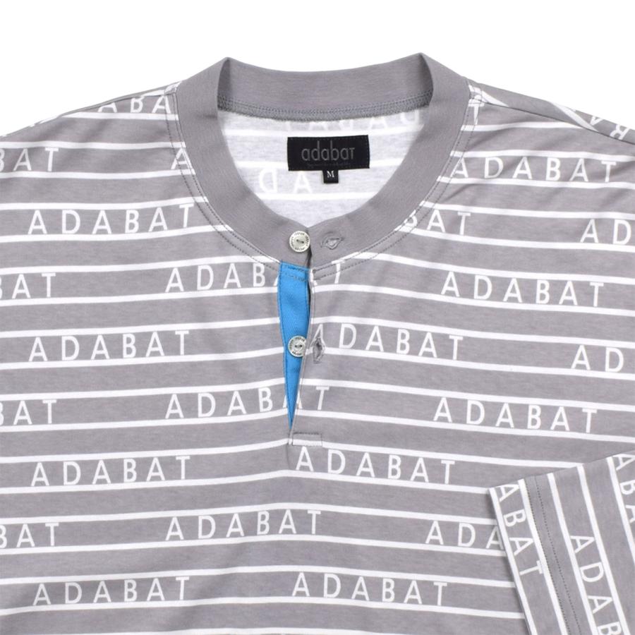 adabat アダバット ルームウェア 部屋着 パジャマ セットアップ ナイトウェア 長袖 メンズ ヘンリーネック ブラック グレー 黒 0236-95 : Goods Lab Plus ...