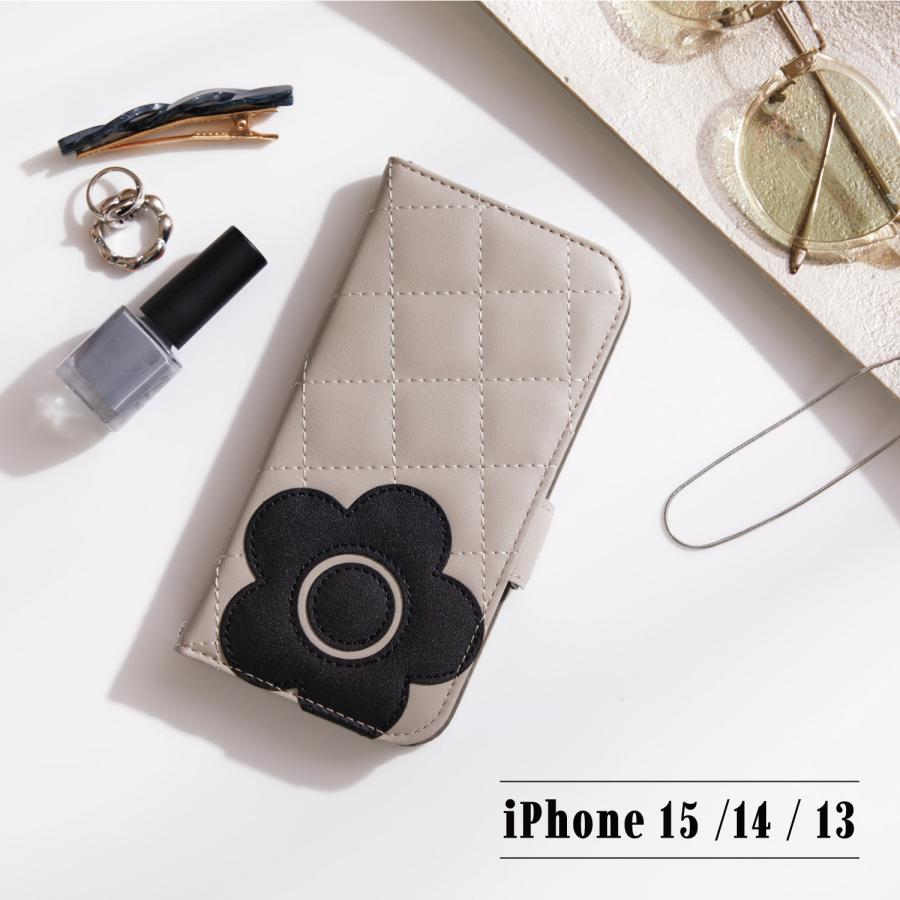 MARY QUANT マリークワント iPhone 15 14 13 スマホケース 携帯 レディース スタンド PU QUILT LEATHER BOOK TYPE CASE : Goods ...