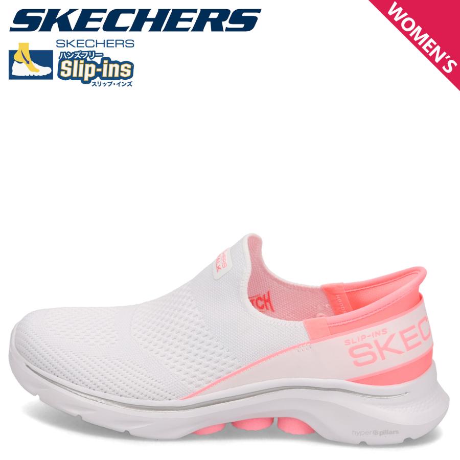 SKECHERS（スケッチャーズ） スリップインズ ハンズフリー ゴーウォーク 7 スニーカー スリッポン レディース ホワイト 白 ...