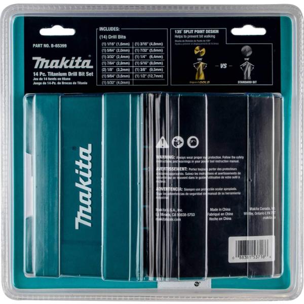 マキタ B-65399 ビットセット 14本セット 金属 木 プラスチック インパクト 六角軸 チタンドリル 米国規格 makita ...