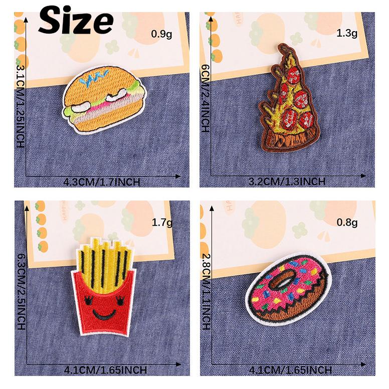 ワッペン アイロン 刺繍 パッチ バーガー A 8枚セット アップリケ 補修 タグ フード ハンドメイド 手芸 ポーチ バッグ 洋服 ポテト ...