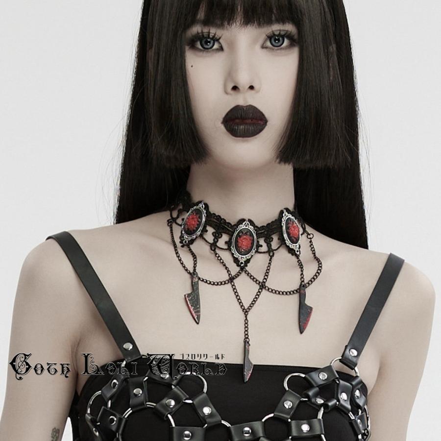 NEW WS-733LHF-BK-RD ブラッディーローズブレードパーティ チョーカー ファッション ゴシック ゴスロリ パンク ロック ロリィタ V系 モード系 : ws-733lhf-bk ...