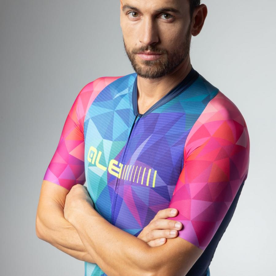 ALE(アレ)サイクルジャージ 半袖 夏 メンズ [UPF50+ リサイクル素材 柄デザイン] UVカット 通気性 速乾性 エアロ効果 自転車(VALLEY JERSEY/23136402 ...