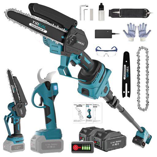 充電式チェーンソー電動ノコギリ8インチ&6インチ電動ノコギリ1台4役(高枝チェーンソー&高枝剪定バサミ&チェ : gourdストア - 通販 ...