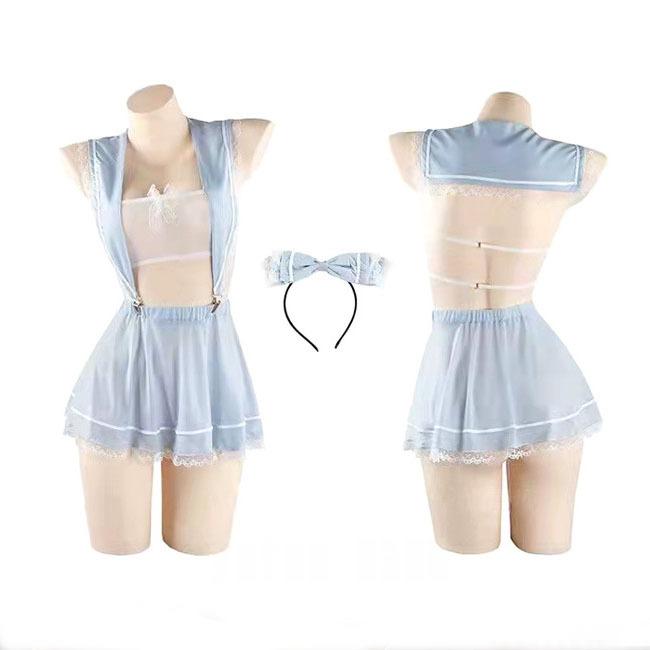 E893 セクシーランジェリー 誘惑デザイン 学生服 トップス ミニスカート ショーツ 女子高生 コスプレ衣装 ナイトウエア : CosplayHouse Small One - 通販 ...