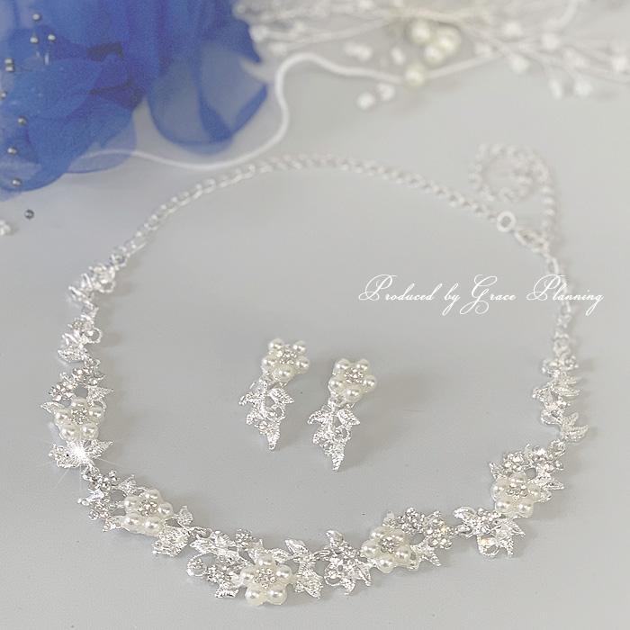 ポイント15倍★ネックレスとイヤリング ウェディング ブライダル ウエディング 二次会 1.5次会 フォトウエディング アレンジ 海外挙式 ...