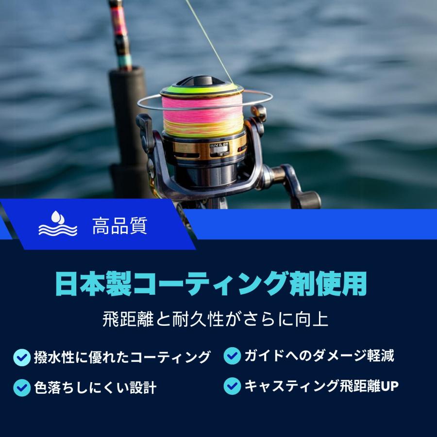 Great Ocean 改良ver. PEライン 4本編 0.8号 5色 高密度ピッチ製法 500m 平均強度5.6kg ジギング 高耐久 高撥水 日本製コーティング剤使用 : Great ...