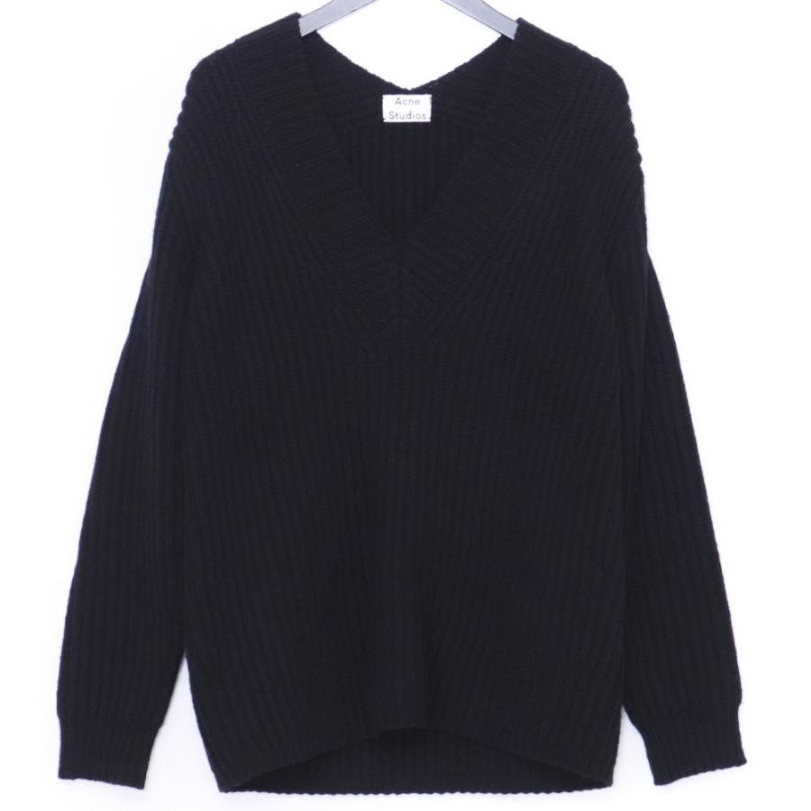 ACNE STUDIOS リブVネックウールセーター XSサイズ ブラック FN-WN-KNIT000142 アクネストゥディオズ ...