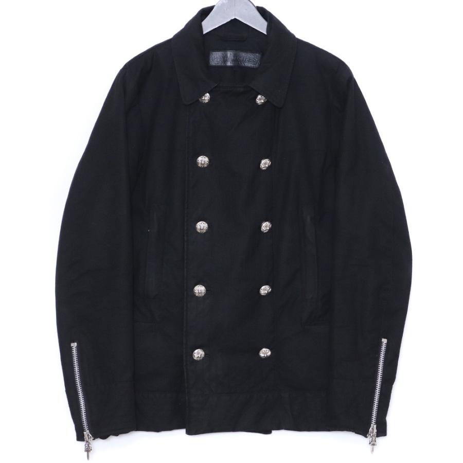 CHROME HEARTS ワックスドコットンクロスボールボタンPコート Mサイズ ブラック クロムハーツ ジャケット P-COAT FBRC VJ1 WXD CTTN JVP : rc ...