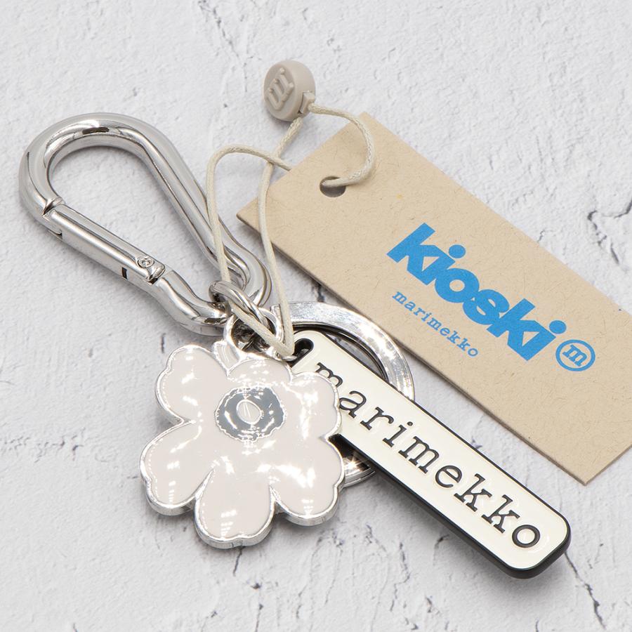 marimekko マリメッコ キーチェーン オフホワイト×グレー Puhallus Unikko II key chain 093971 ...