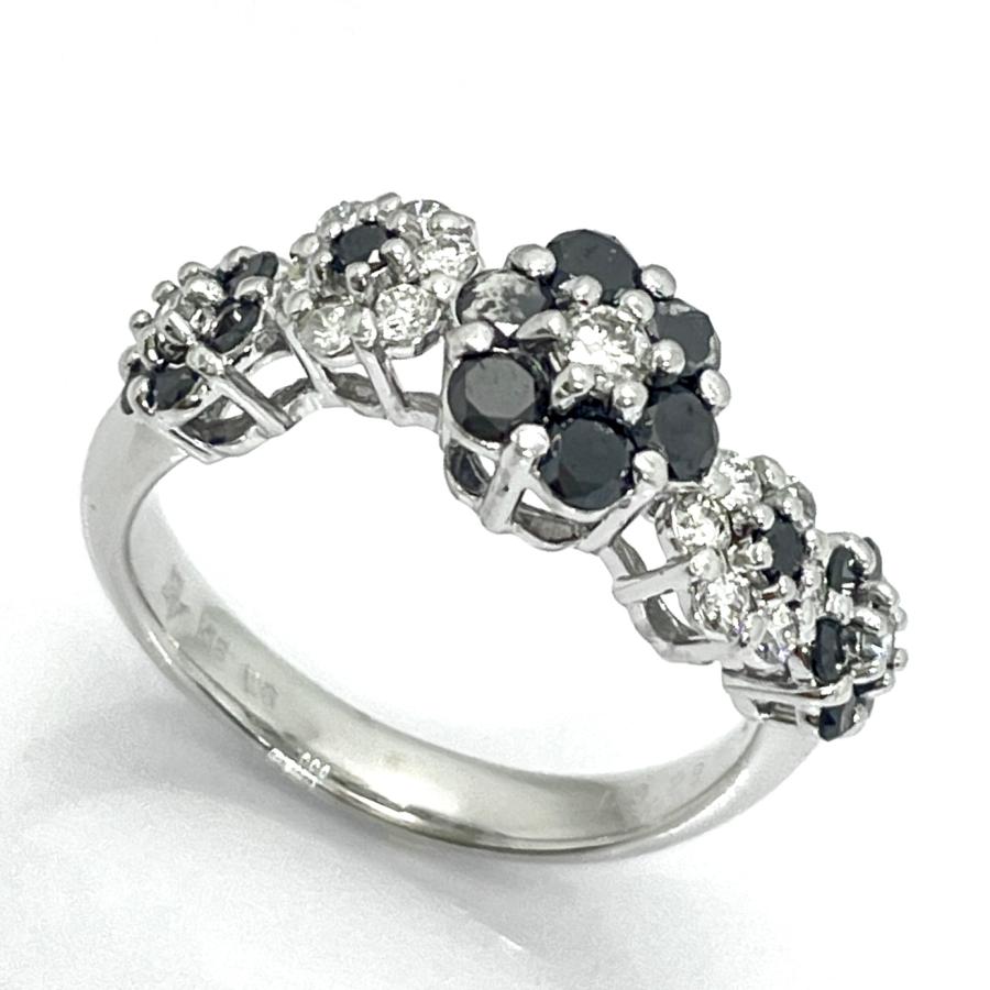 Ponte Vecchio / ポンテヴェキオ ブラックダイヤ リング フラワーモチーフ K18WG 0.56ct/0.28ct 10号 指輪 花 ダイヤモンド プレゼント : グランジェミー ...