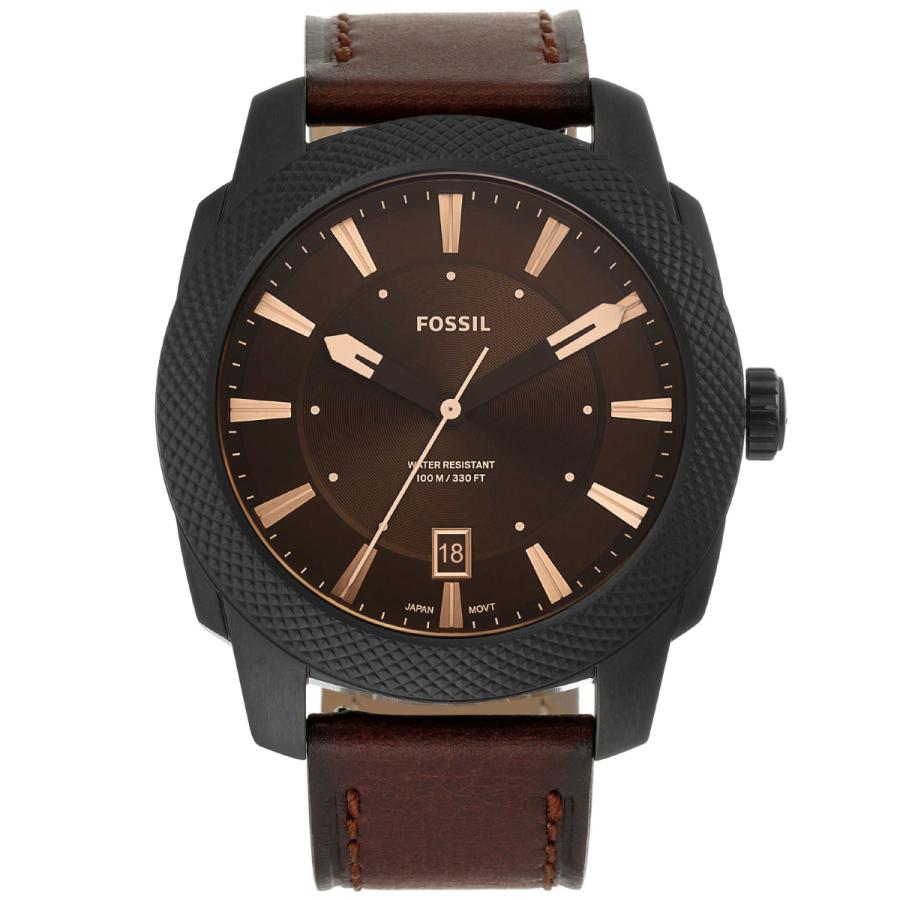 FOSSIL（フォッシル） 腕時計 メンズ MACHINE 三針デイト ダークブラウン LiteHideレザーウォッチ FS5972 ...