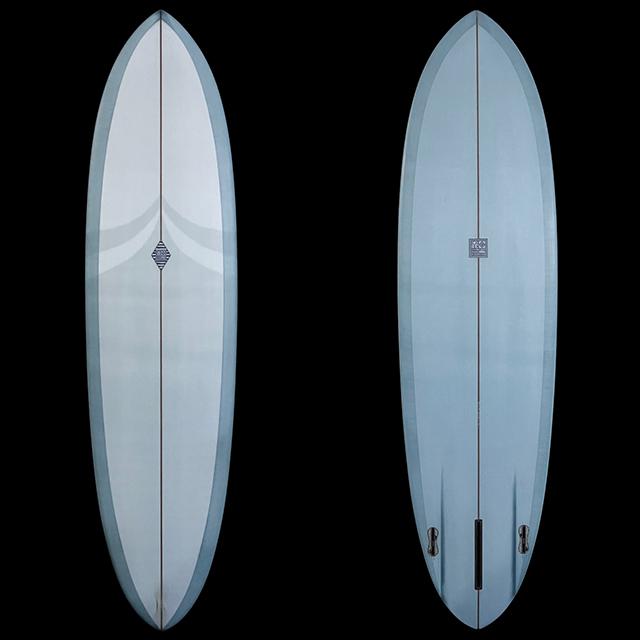 【新品 PU 】LOG JAM SURFBOARDS 7'4" TWIN-PIN BOX 2CHANNEL L-Gray ※西濃運輸営業所留め ...