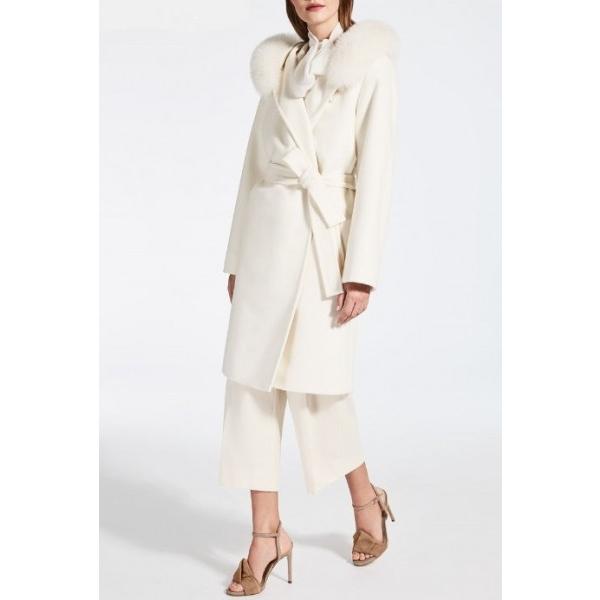 Max Mara Studio MANGO-01 フォックスファーフード付コート ミルキーホワイト MaxMara STUDIO : ガレリアグレ - 通販 - Yahoo!ショッピング
