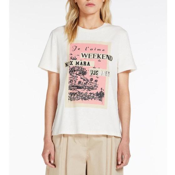 MAXMARA WEEKEND LINE MURANO-01 コットン VACANCESプリント 半袖カットソー ベージュ MaxMara : ガレリアグレ - 通販 - Yahoo!ショッピング