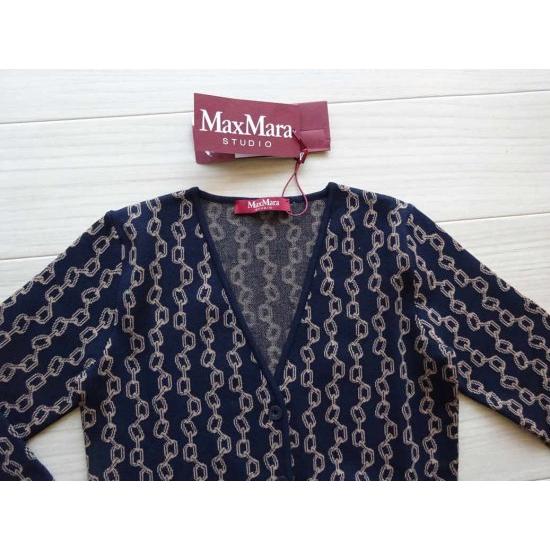 Max Mara Studio BOREL チェーン柄 Vネックカーディガン 濃紺 MaxMara STUDIO : ガレリアグレ - 通販 - Yahoo!ショッピング