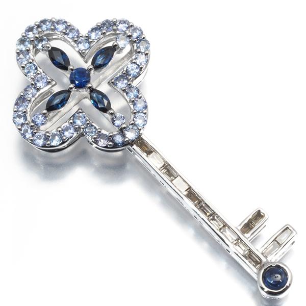サファイア 0.62ct ダイヤ ダイヤモンド 0.14ct キー フラワー ペンダントトップ K18WG GENJ : 158826 : グリーバー - 通販 - Yahoo!ショッピング