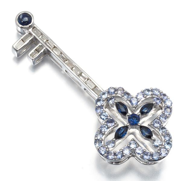 サファイア 0.62ct ダイヤ ダイヤモンド 0.14ct キー フラワー ペンダントトップ K18WG GENJ : 158826 : グリーバー - 通販 - Yahoo!ショッピング