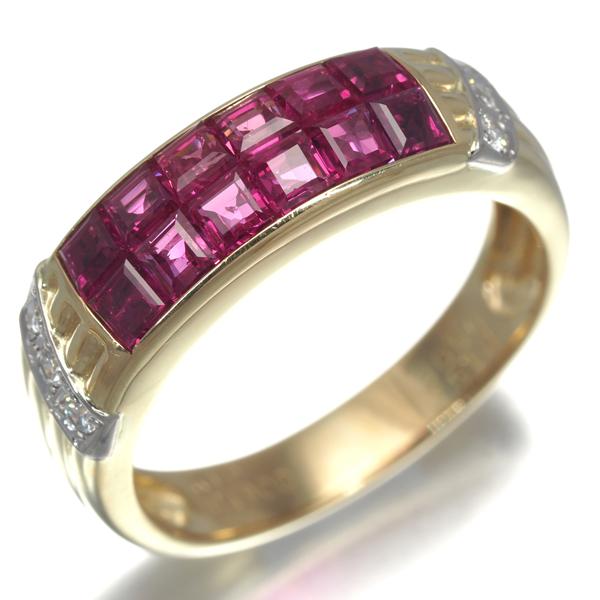 ルビー 1.57ct ダイヤ ダイヤモンド 0.08ct リング K18YG/Pt900 指輪 GENJ : 159267 : グリーバー - 通販 - Yahoo!ショッピング