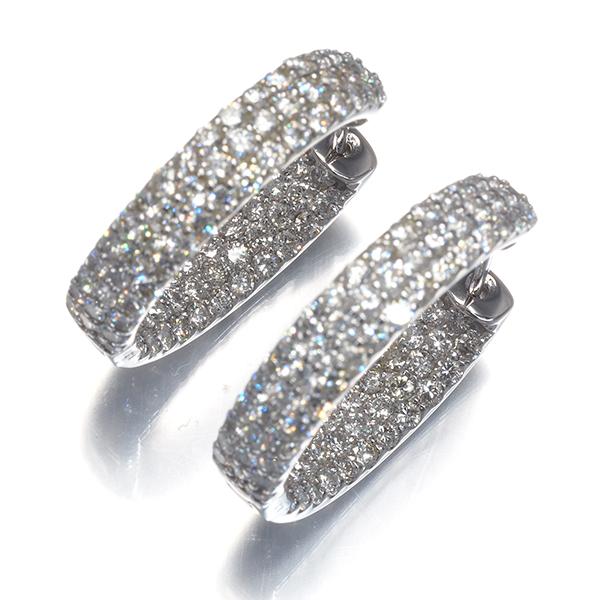 ダイヤ ダイヤモンド 1.50ct/1.50ct パヴェ フープ ピアス K18WG GENJ : グリーバー - 通販 - Yahoo!ショッピング