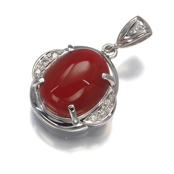 珊瑚 サンゴ 3.77ct ダイヤ ダイヤモンド 0.05ct ペンダントトップ Pt900 GENJ : グリーバー - 通販 - Yahoo!ショッピング