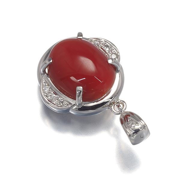 珊瑚 サンゴ 3.77ct ダイヤ ダイヤモンド 0.05ct ペンダントトップ Pt900 GENJ : グリーバー - 通販 - Yahoo!ショッピング