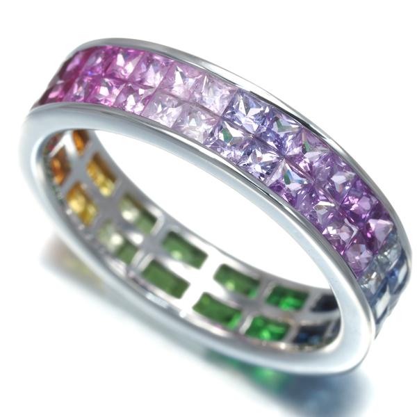 サファイア 2.87ct グリーンガーネット ルビー マルチカラー フルエタニティ リング K18WG 指輪 GENJ : グリーバー - 通販 - Yahoo!ショッピング