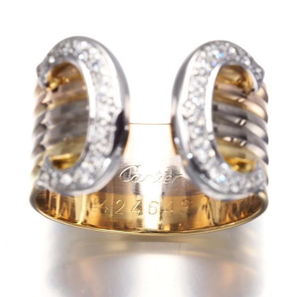 Cartier カルティエ リング ダイヤ ダイヤモンド 2C ドゥーブルC C2 スリーカラー LM 56号 K18YG/WG/PG 指輪 ...