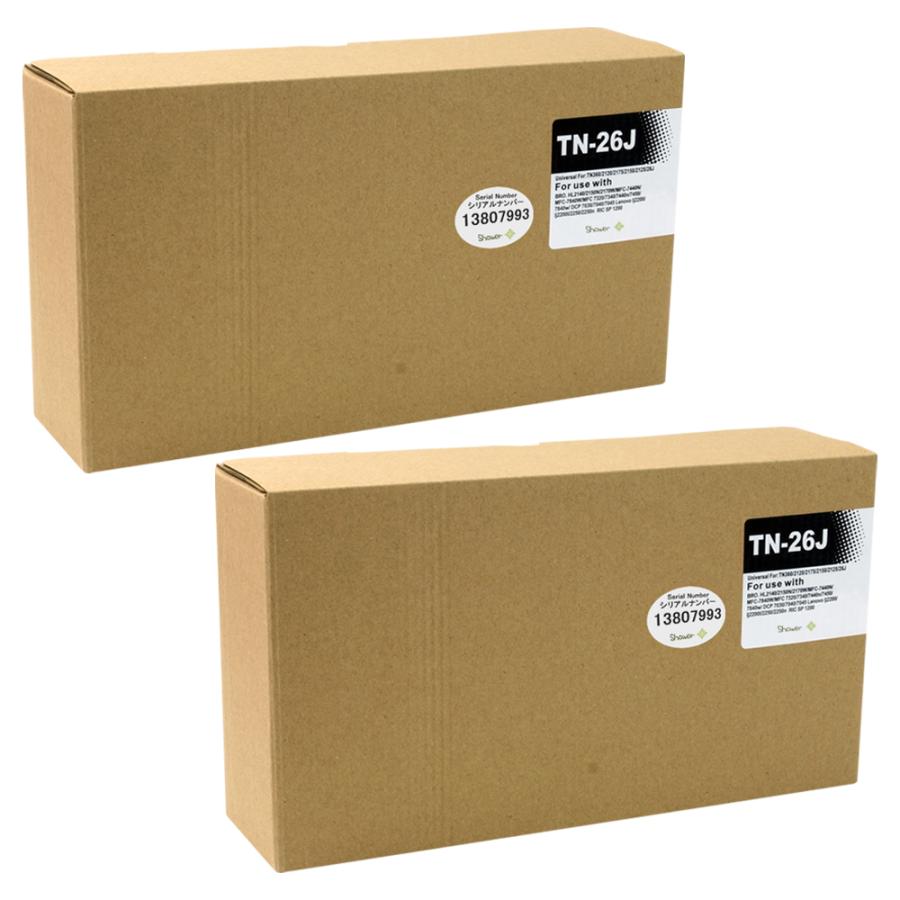 ブラザー工業 ブラザー TN-26J (BK/ブラック) 2本セット brother 互換トナーカートリッジ 製造番号(シリアルNo有り) 残量表示 TN26J 印刷 : Green ...