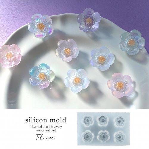 シリコン型・モールド シリコンモールド レジン型 粘土型 6個 フラワー 花 カボション 立体 3D 貼り付け UVレジン LEDレジン 手芸 ...