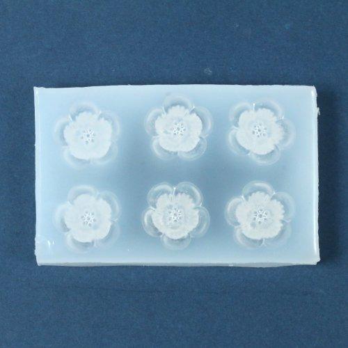 シリコン型・モールド シリコンモールド レジン型 粘土型 6個 フラワー 花 カボション 立体 3D 貼り付け UVレジン LEDレジン 手芸 ...