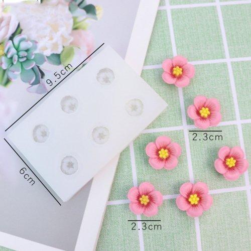 シリコン型・モールド シリコンモールド レジン型 粘土型 6個 フラワー 花 カボション 立体 3D 貼り付け UVレジン LEDレジン 手芸 ...