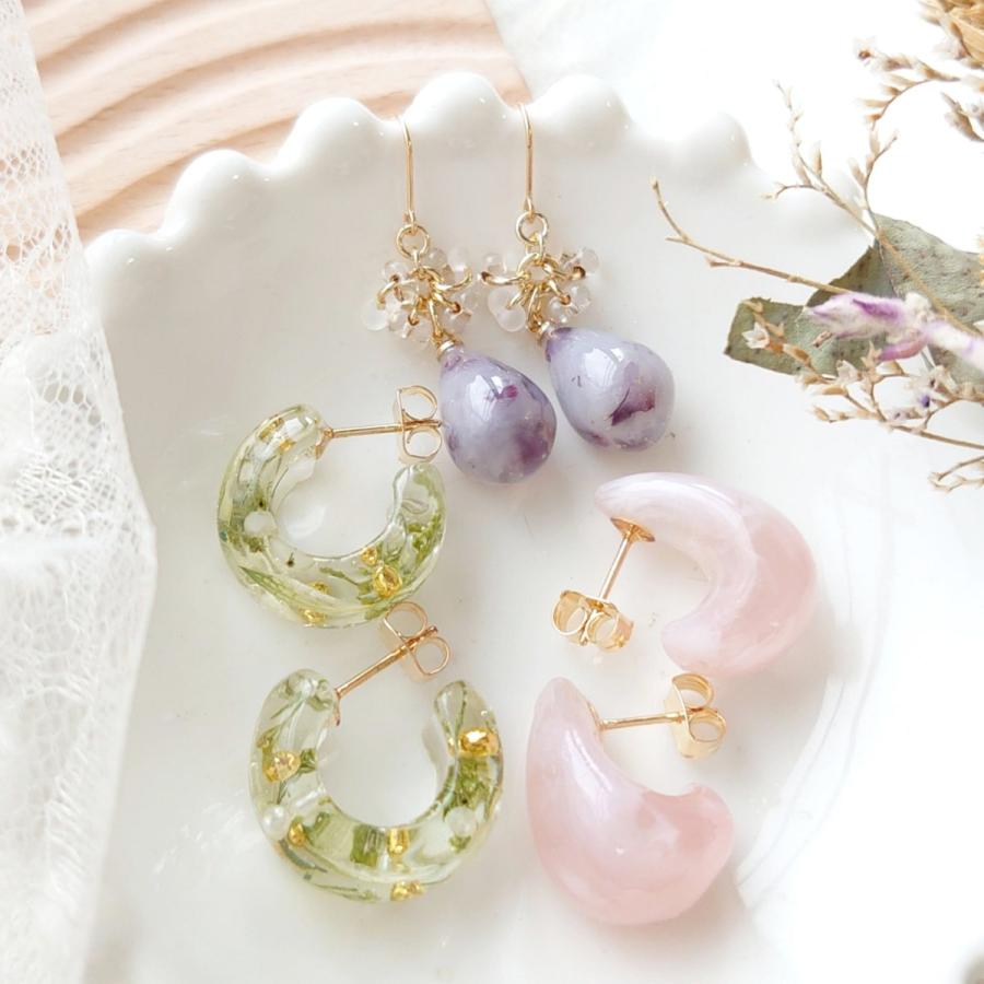 隠れ工房GreenOcean シリコン型・モールド J型 C型 雫型 シリコンモールド ピアス レジン セット ペア ドロップ イヤリング アクセサリー UVレジン 立体 3d ...