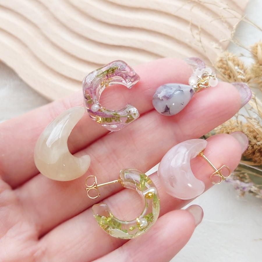 隠れ工房GreenOcean シリコン型・モールド J型 C型 雫型 シリコンモールド ピアス レジン セット ペア ドロップ イヤリング アクセサリー UVレジン 立体 3d ...