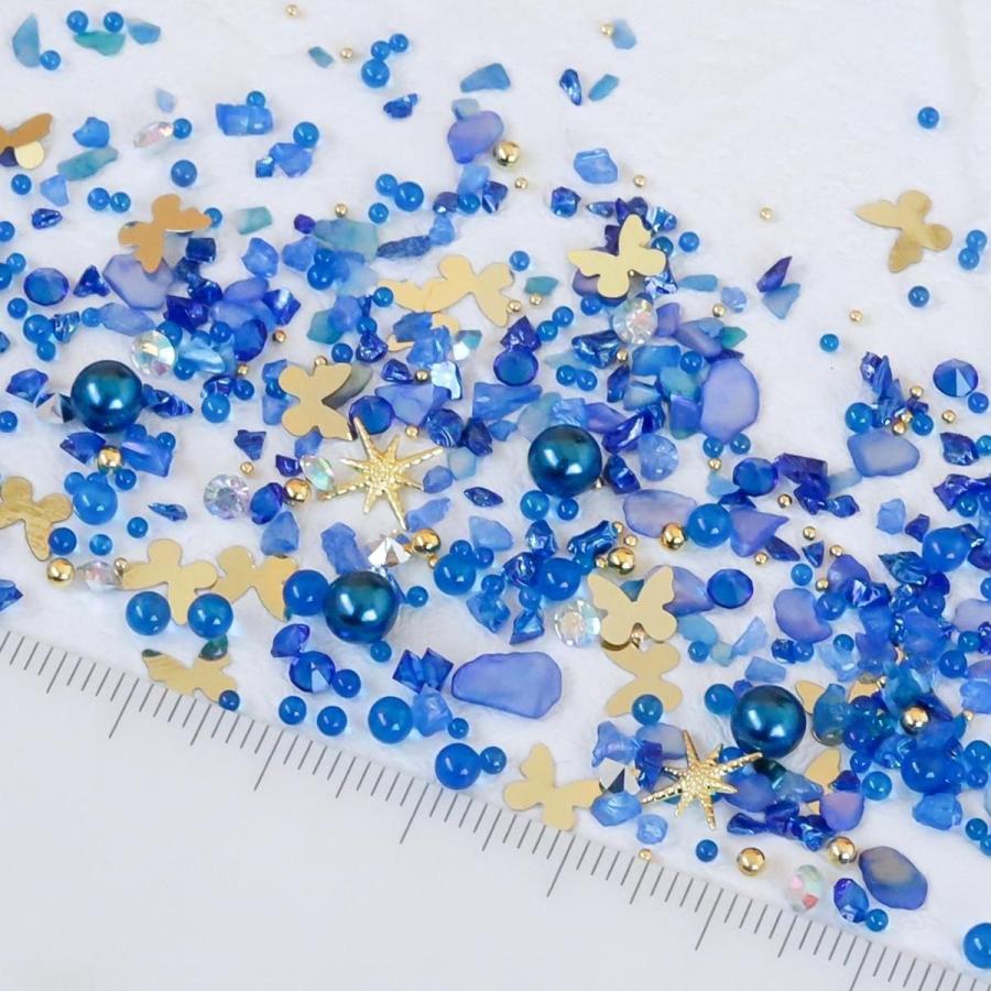 隠れ工房GreenOcean 封入 レジン封入素材 封入パーツ シェイカー デコパーツ ロイヤルブルー 星 青 蝶 カラーパール ブリオン GreenOceanオリジナルブレンド♪ No189 ...
