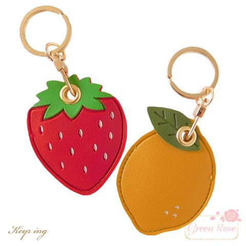 キーホルダー いちご レモン レザー風 全2種 1個 2204 keyring キーホルダー いちご レモン レザー風 全2種 1個 2204 keyring
