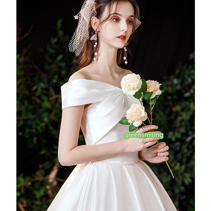 ウェディングドレス 白 ホワイト サテン ロングドレス セットアップ