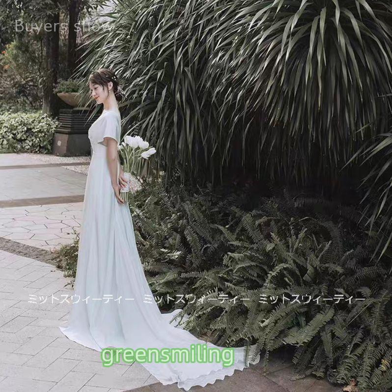 ウェディングドレス 白 二次会 花嫁 カラードレス ギリシャ風 ワンピース ロングドレス 結婚式 Aライン 大 可愛い きれいめ おしゃれ ビーチフォト : Green Smiling ...