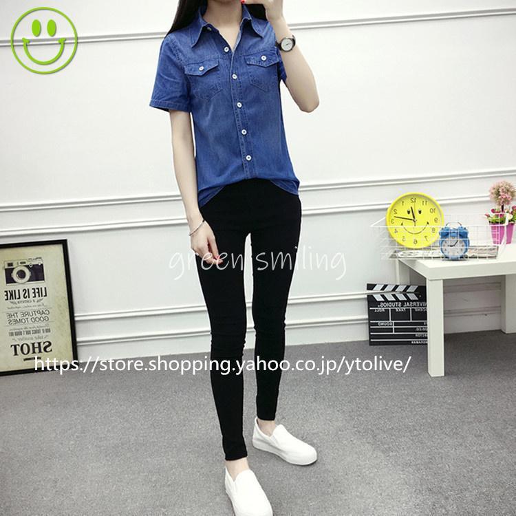 デニムシャツ レディース 半袖 大きいサイズ ウォッシュ加工 春 夏 カジュアルシャツ シャツ デニム 4L 3L LL : Green Smiling - 通販 - Yahoo!ショッピング