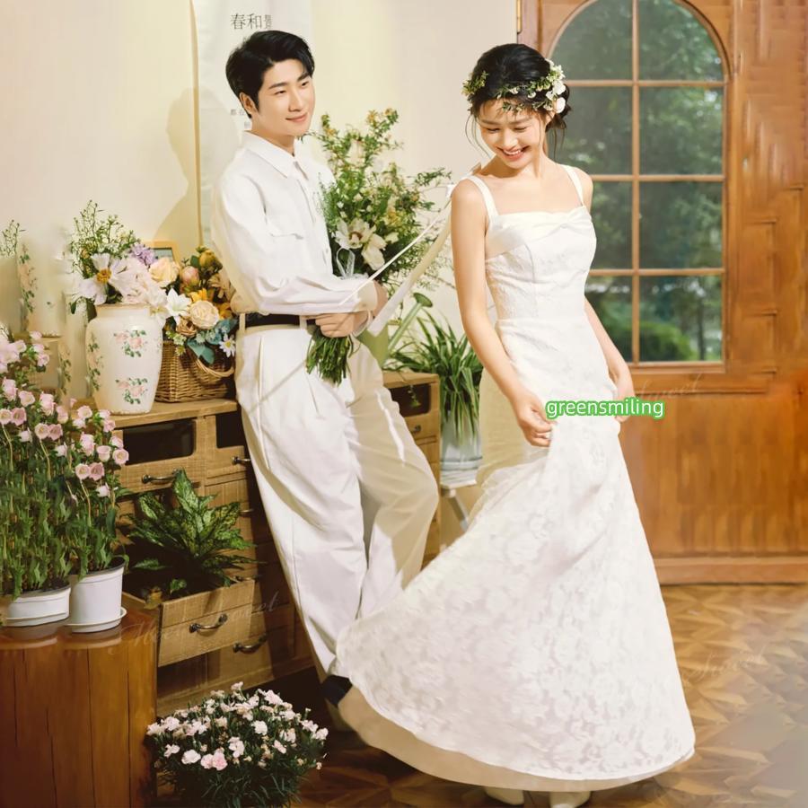 ウェディングドレス 総レース ノースリーブ 可愛いスレンダーライン