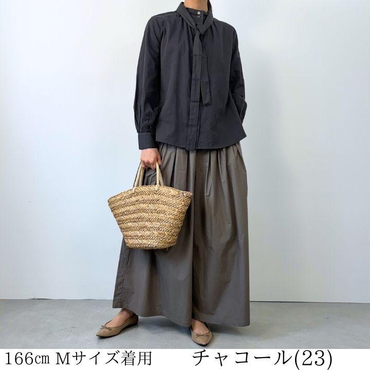 LILASIC ノースオブジェクト リラシク north object コットンサテンボウタイブラウス シャツ レディース 長袖 無地 トップス 綿100％ ボウタイリボン [M便 不可 ...