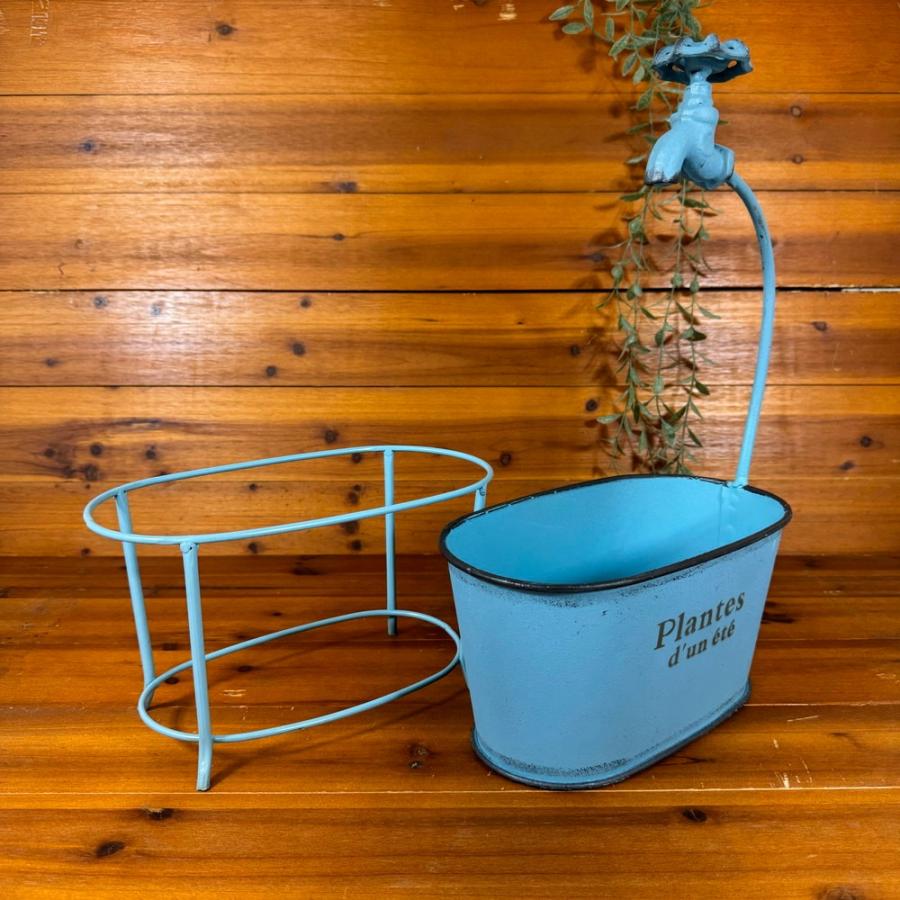 スタンド付き蛇口プランター プランツオーバル SBL ブルー(UN2061）スタンド付き/穴あきプランター : グリングリン - 通販 - Yahoo!ショッピング