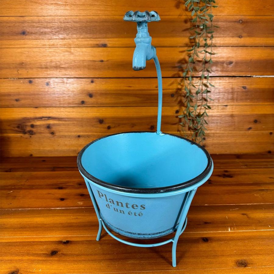 スタンド付き蛇口プランター プランツラウンドSBL ブルー (UN2067）スタンド付き穴あきプランター /カントリー雑貨 : グリングリン ...