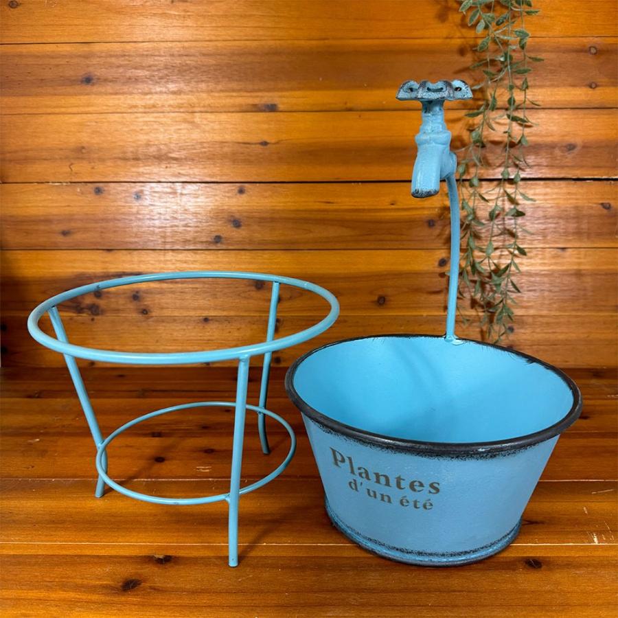 スタンド付き蛇口プランター プランツラウンドSBL ブルー (UN2067）スタンド付き穴あきプランター /カントリー雑貨 : グリングリン - 通販 - Yahoo!ショッピング