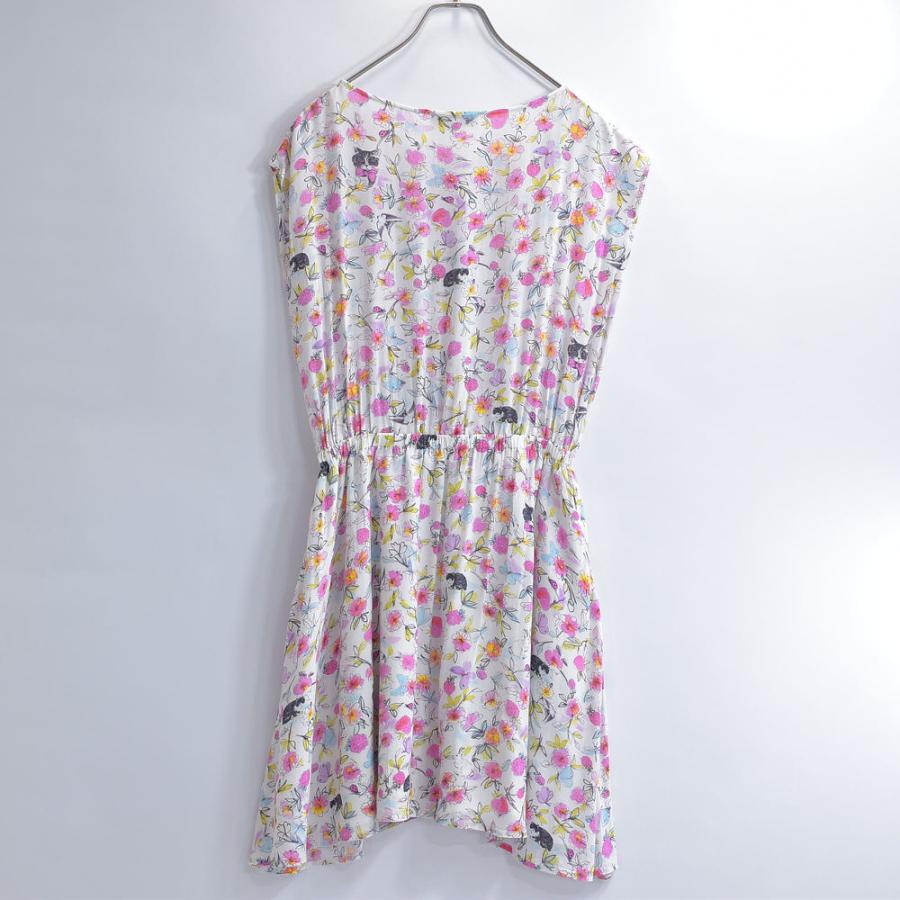 PAUL & JOE SISTER ポール&ジョーシスター 総柄 フラワーパターン ノースリーブ レーヨンワンピース アニマル 蝶 : 古着屋 grin days memory - 通販 ...