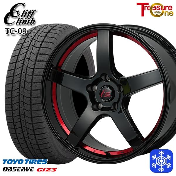 205/55R17インチ TOYO トーヨー オブザーブ ギズ3 GIZ3 5H114.3 スタッドレスタイヤホイール4本セット トレジャーワン クリフクライム TC09 RED : tc09 ...
