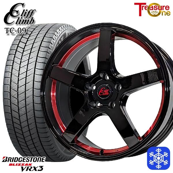 225/60R17インチ ブリヂストン ブリザック VRX3 5H114.3 スタッドレスタイヤホイール4本セット トレジャーワン クリフクライム TC09 RED : tc09-re ...