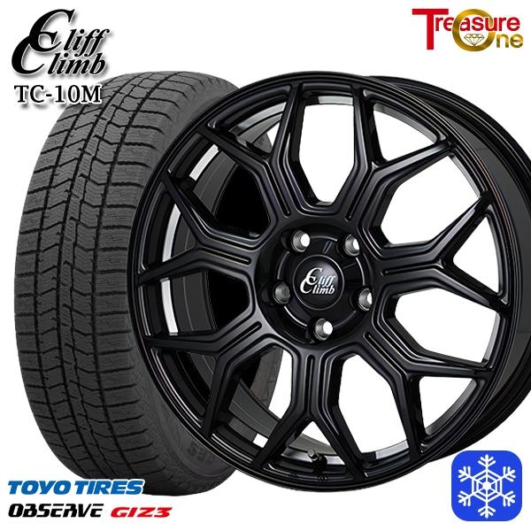 235/60R18インチ TOYO トーヨー オブザーブ ギズ3 GIZ3 5H114.3 スタッドレスタイヤホイール4本セット トレジャーワン クリフクライム TC10M BK ...