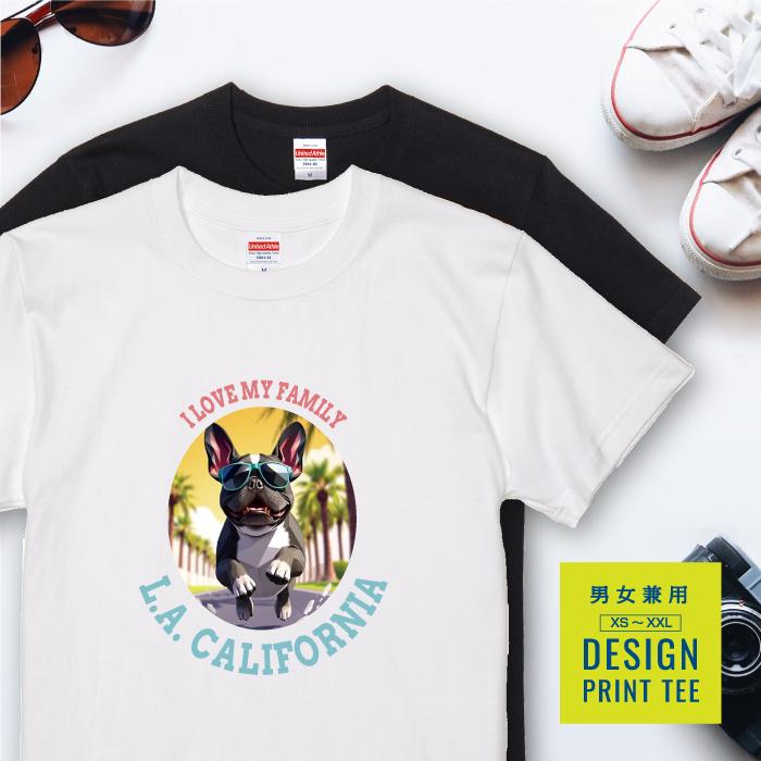 愛犬 Tシャツ 犬 フレンチブルドッグ ホワイト ブラック 散歩 西海岸 カレッジ プリント 半袖 服 プレゼント ギフト メンズ レディース ブランド シンプル 白 黒 : CARE ...