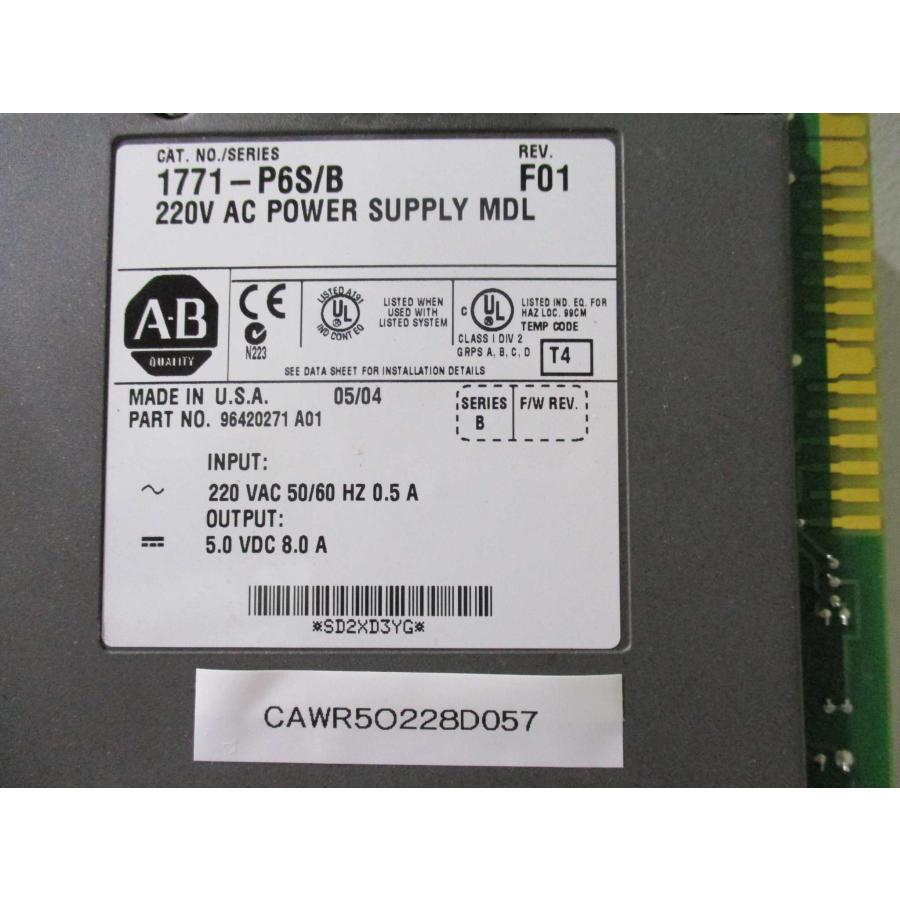 中古 ALLEN BRADLEY AC POWER SUPPLY MODULE 1771-P6S/B AC電源モジュール 220V ...